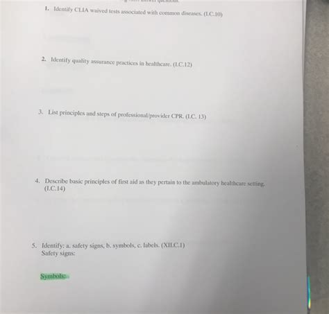 Solved Questions 1 Identify Clia Waived Tests Associated