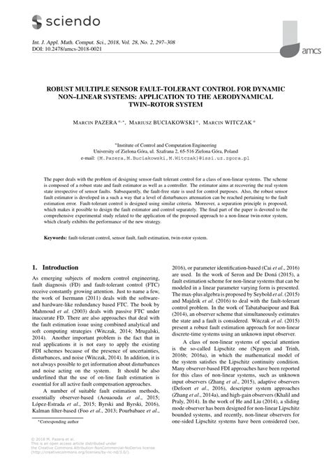 Pdf Robust Multiple Sensor Faulttolerant Control For Dynamic Non