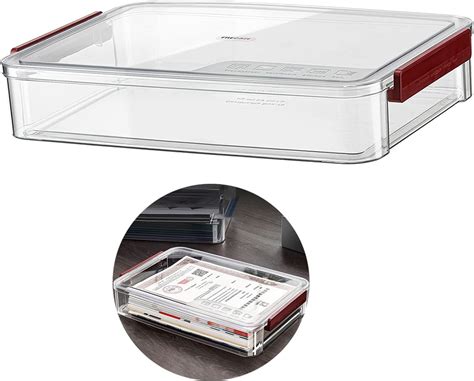 Peotriol Clear File Storage Box With Lids A4 Storage Box For 8x11 Paper Plastic