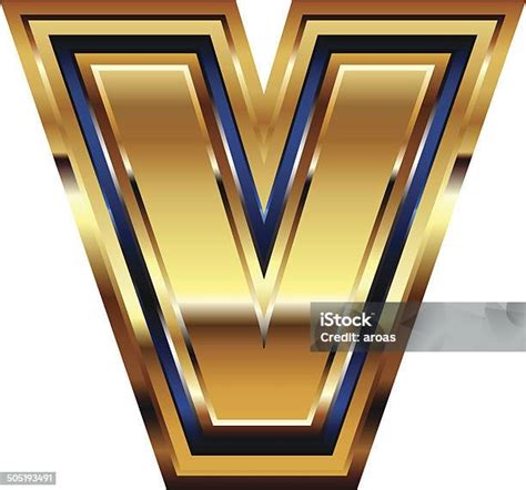 골든 서체가 알파벳 V 3차원 형태에 대한 스톡 벡터 아트 및 기타 이미지 3차원 형태 알파벳 V 금 금속 Istock
