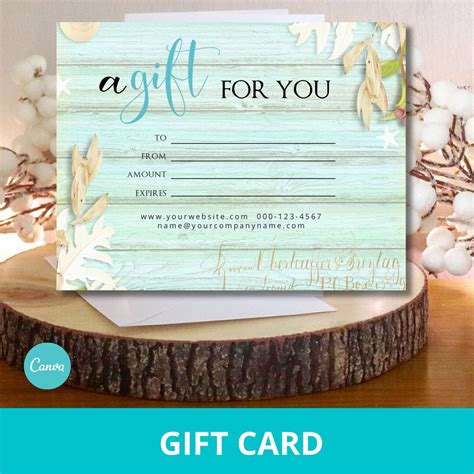 Teal Leaf T Voucher Canva Template Editable T Card