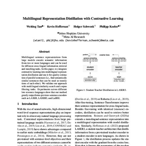 Multilingual Representation Distillation With Contrastive Learning Acl Anthology