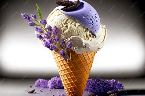Premium Photo Lavender Sweet Crunchy Most Delicious Ice Cream Cone