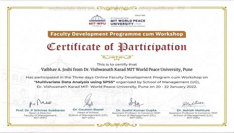 Vaibhav Joshi On Linkedin Successfully Completed Three Days Fdp Cum Workshop On Multivariate Data