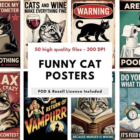 Cat Posters Etsy