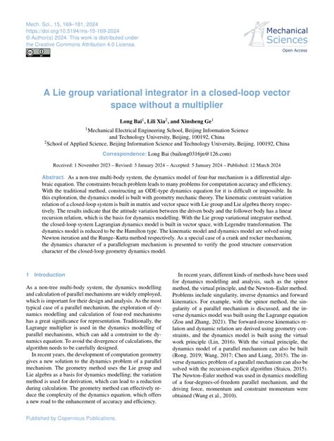 Pdf A Lie Group Variational Integrator In A Closed Loop Vector Space Without A Multiplier