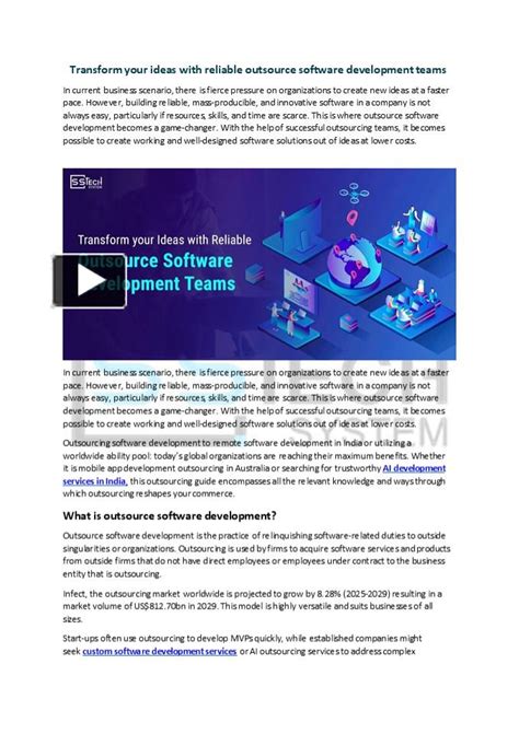 Ppt Transform Your Ideas With Reliable Outsource Software Development