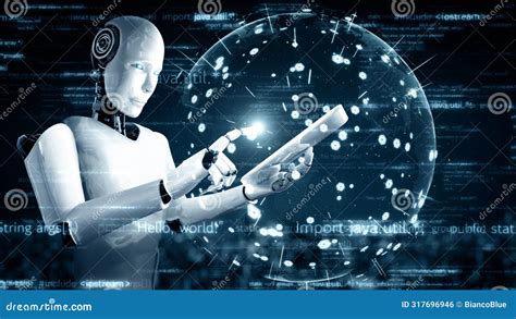 Mlp Futuristic Robot Artificial Intelligence Huminoid Ai Programming Coding Stock Illustration