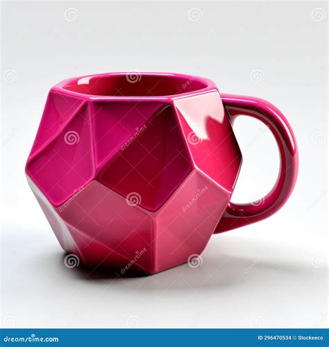 Fuchsia Geometric Mug 3d Printed Dodecahedron Design Stock Illustration