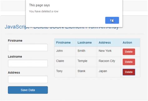 Javascript Delete Json Element From An Array Free Source Code