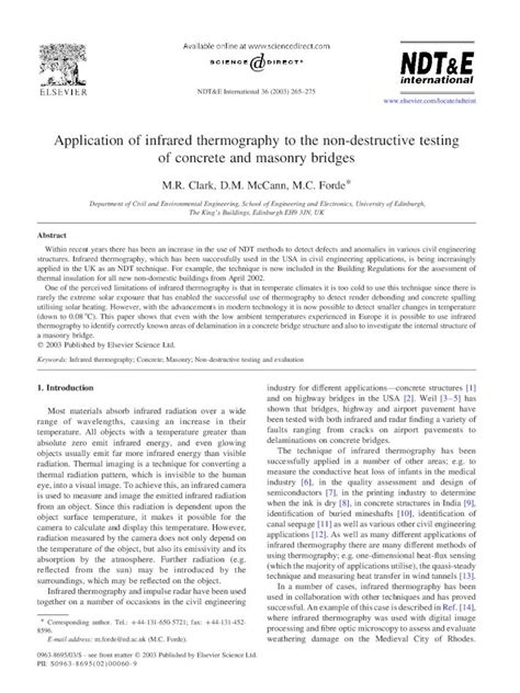 Pdf Application Of Infrared Thermography To The Non Destructive