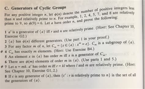 Solved C Generators Of Cyclic Groups For Any Positive Chegg