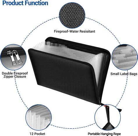 Fireproof Expanding Accordion File Folder Document Organizer Waterproof