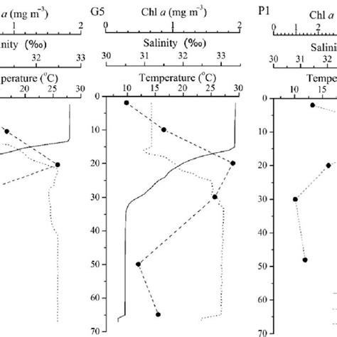 Vertical Profiles Of Temperature Salinity And Chl A Concentration In