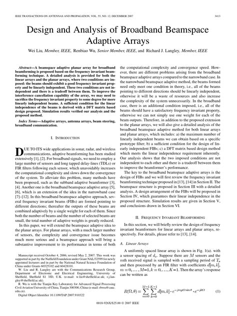 Pdf Design And Analysis Of Broadband Beamspace Adaptive Arrays