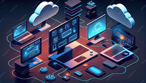 Informatique De Technologie Cloud Appareils Connectés Au Stockage Numérique Dans Le Centre De ...