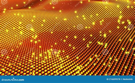 Wavy Surface Of Many Gold Balls 3d Rendering Background Modern Computer Generated Stock