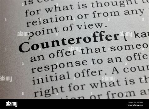 Fake Dictionary Word Dictionary Definition Of Counteroffer Stock Photo