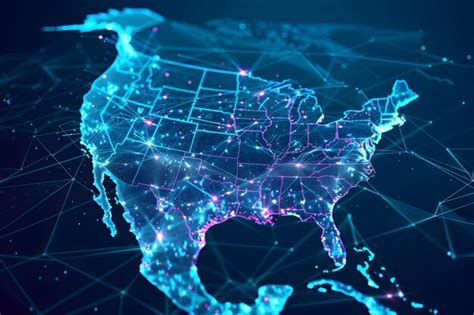 Premium Photo Futuristic Digital Map Of North America With Global