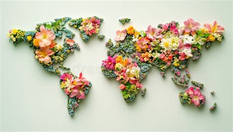 Floral World Map Stock Image Image Of Visual Botanical 370155323