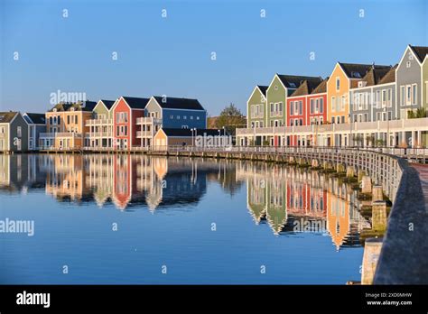 Houten The Netherlands April 23 2024 Colourful Wooden Lakeside