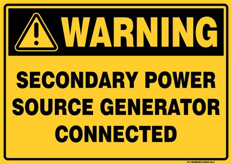 Warning Secondary Power Source Generator Connected Js Signs