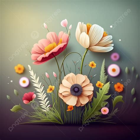 Spring Flowers Background Template Design Vector Flowers Spring