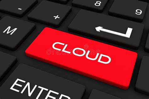 D Render Black Keyboard With Cloud Key Business And Technology Concept Background Stock