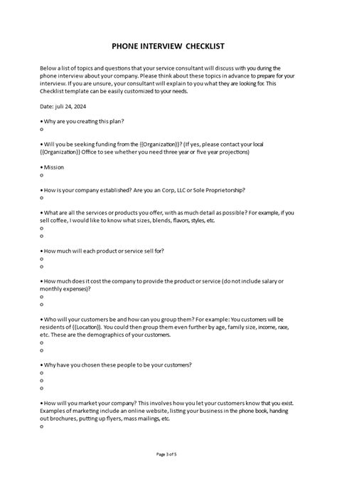 Phone Interview Checklist Templates At