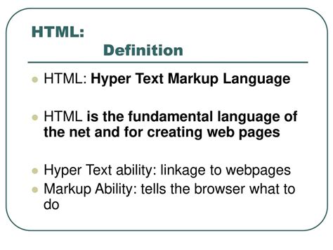 HTML (Hyper Text Markup Language) HTTP (Hyper Text Transfer Protocol) - ppt download