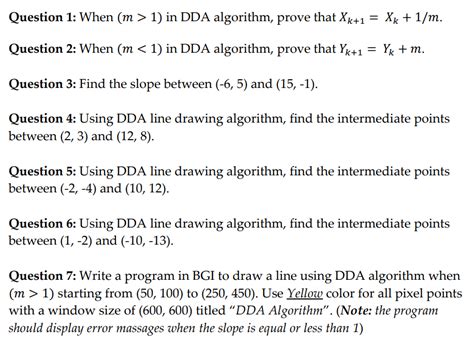 Solved Question 1 When M 1 In Dda Algorithm Prove That