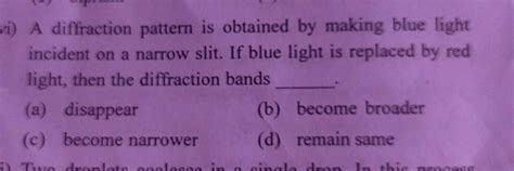 A Single Slit Diffraction Pattern Is Obtained Using A Beam Of Red Light If The Red Light Is