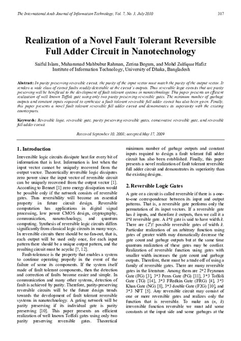 pdf realization of a novel fault tolerant reversible full adder