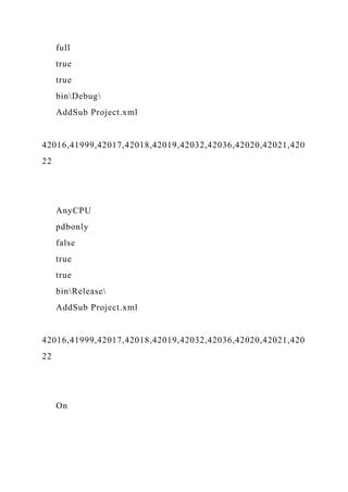Chap AddSub SolutionAddSub ProjectAddSub Project Vbproj Docx