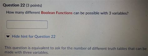 Solved Question 22 3 Points How Many Different Boolean