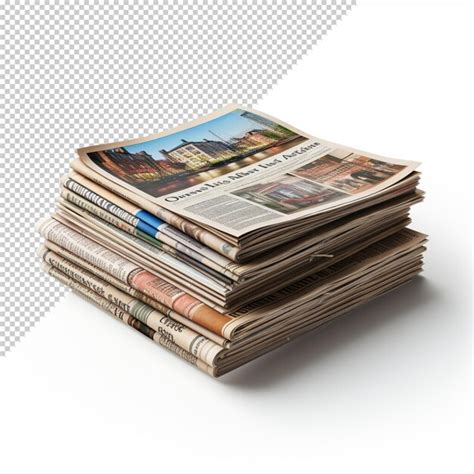 투명 한 배경에 고립 된 현실적인 신문 프리미엄 Psd 파일