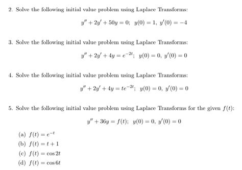 solved 2 solve the following initial value problem using