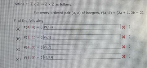 Solved Define Fz×z→z×z As Follows For Every Ordered Pair