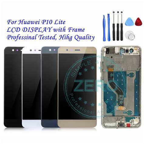 For Huawei P10 Lite LCD Display Middle Frame Bezel Complete Touch Screen For Huawei P10 Lite