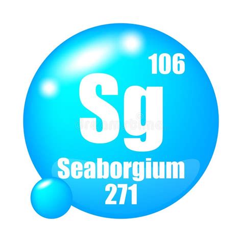 Seaborgium Icon Sg Chemical Element Atomic Number 106 Mass 271 Blue Sphere Stock