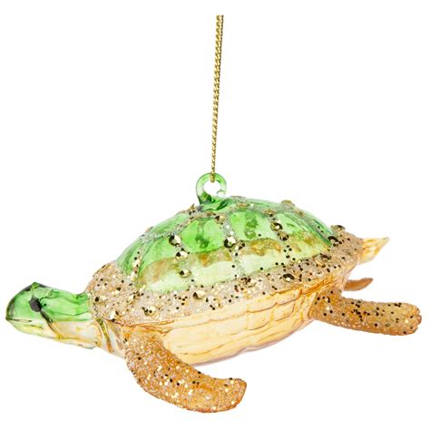 Blown Glass Turtle Ornament Silver Tree Outer Layer