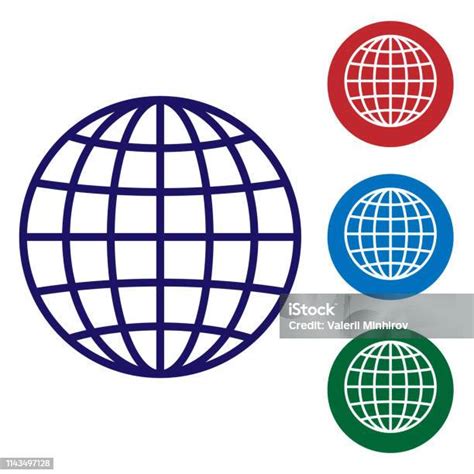 흰색 배경에 고립 된 파란 지구 지구 아이콘입니다 원 버튼의 색상 아이콘을 설정 합니다 벡터 일러스트 0명에 대한 스톡 벡터 아트 및 기타 이미지 Istock