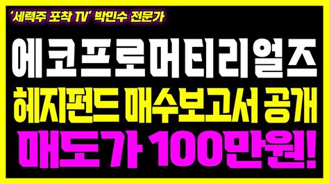 에코프로머티리얼즈 헤지펀드 극비 매수보고서 필수 시청 영상 Youtube