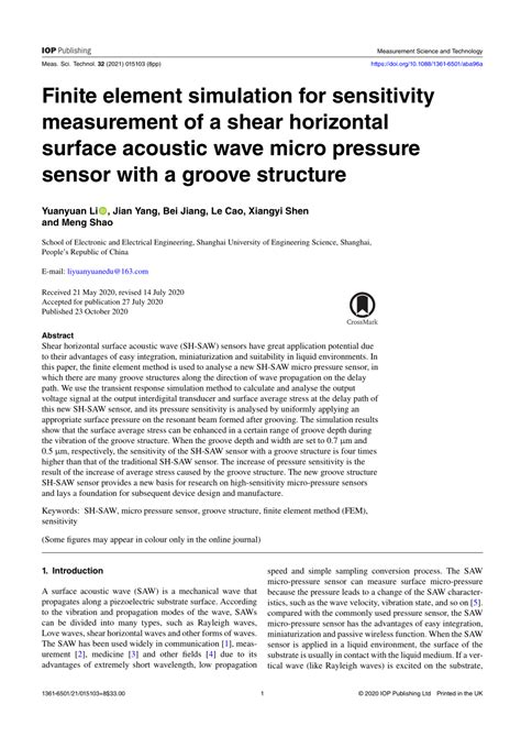 Finite Element Simulation For Sensitivity Of Shear Horizontal Surface