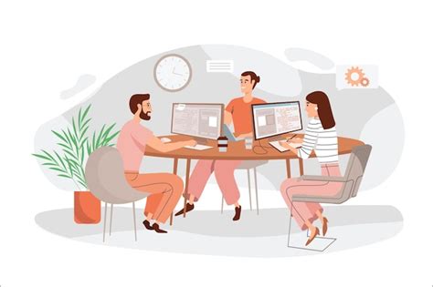 Premium Vector Programmers Working With People Scene In The Flat