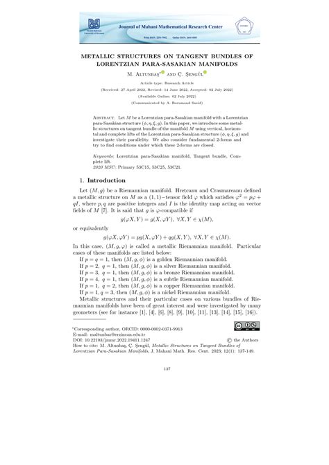 Pdf Metallic Structures On Tangent Bundles Of Lorentzian Para Sasakian Manifolds Journal Of