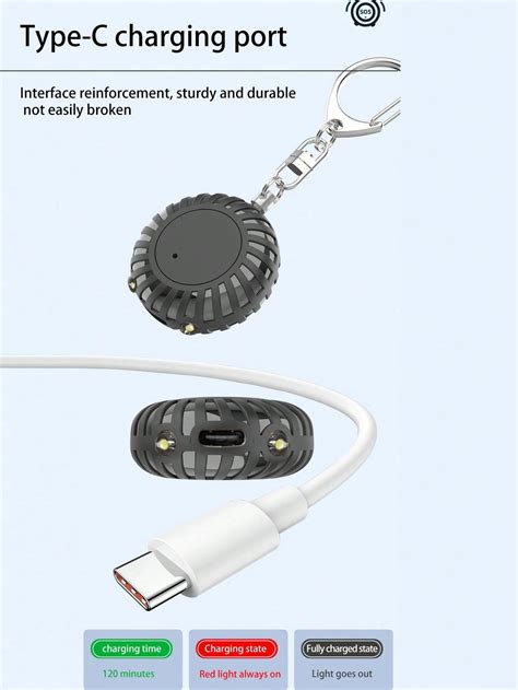 אזעקת בטיחות אישית מיני נטענת עם מחזיק מפתחות פונקציית אזעקת פאניקה דו