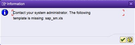 excel template missing sap sm xls error