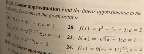 Solved Linear Approximation Find The Linear Chegg Com