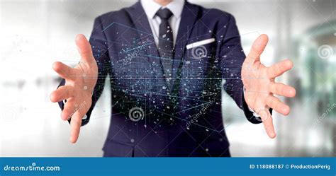 Man Holding Data Binary Cloud 3d Rendering Stock Image Image Of